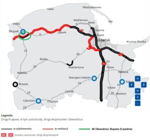 Mapa » Budowa drogi ekspresowej S6 na odcinku Słupsk – Bożepole Wielkie.